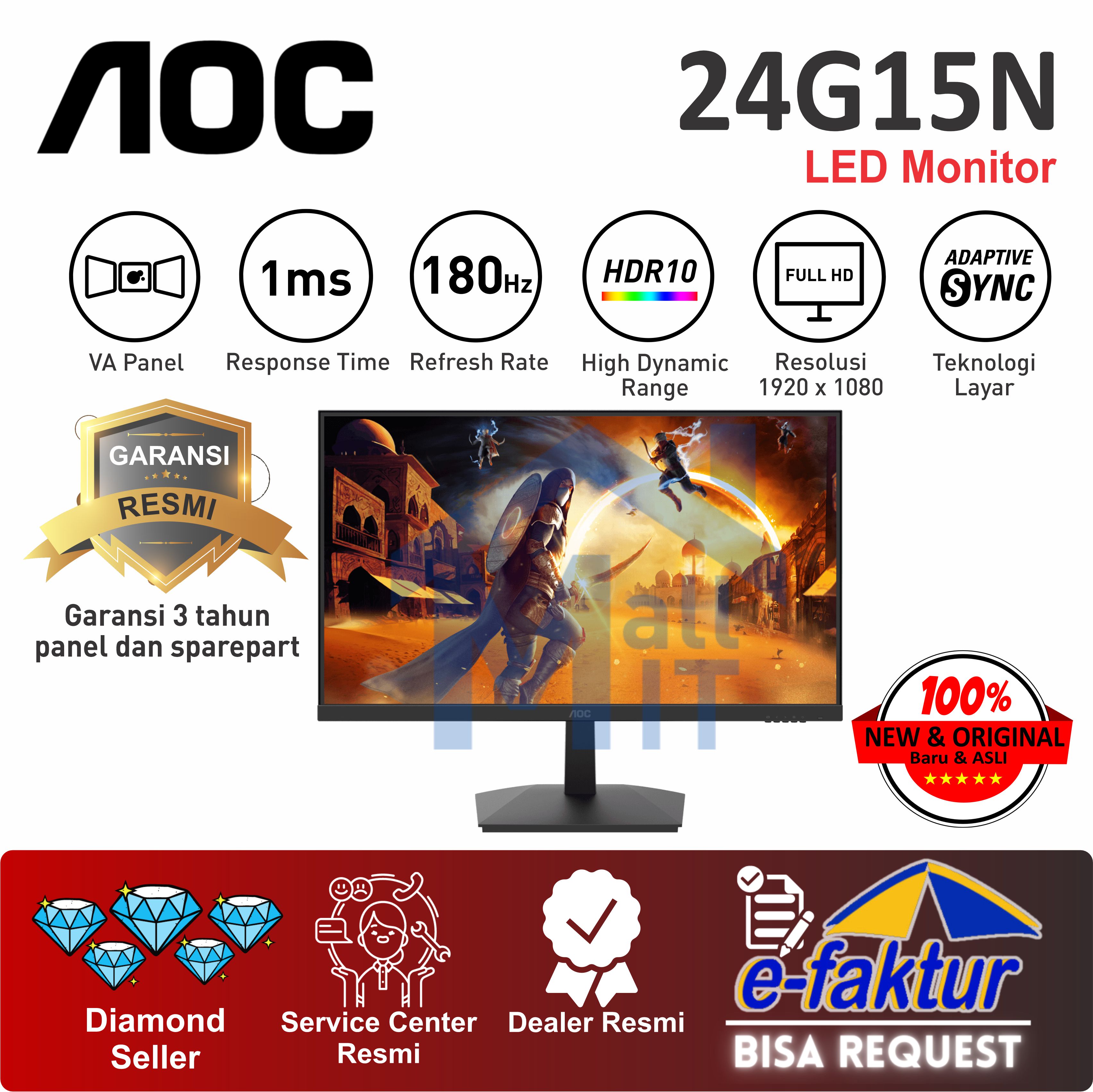Jual Monitor Aoc Gaming 24g15n 24 Va 1080p 180hz 1ms Full Hd Hdmi Dp ...