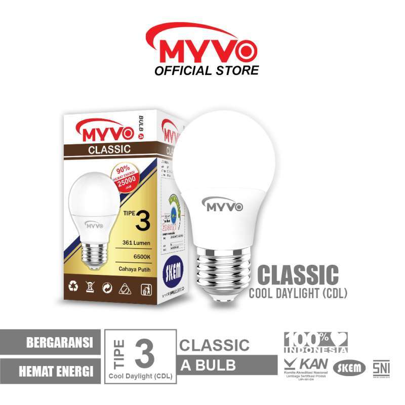 Promo Myvo Lampu Led Classic Tipe 3 A Bulb Bohlam Cahaya Putih Diskon 10% Di Seller Myvo ...