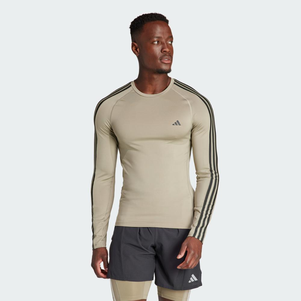 Jual Adidas Men Training T-shirt Techfit 3-stripes Long Baju Fitness ...