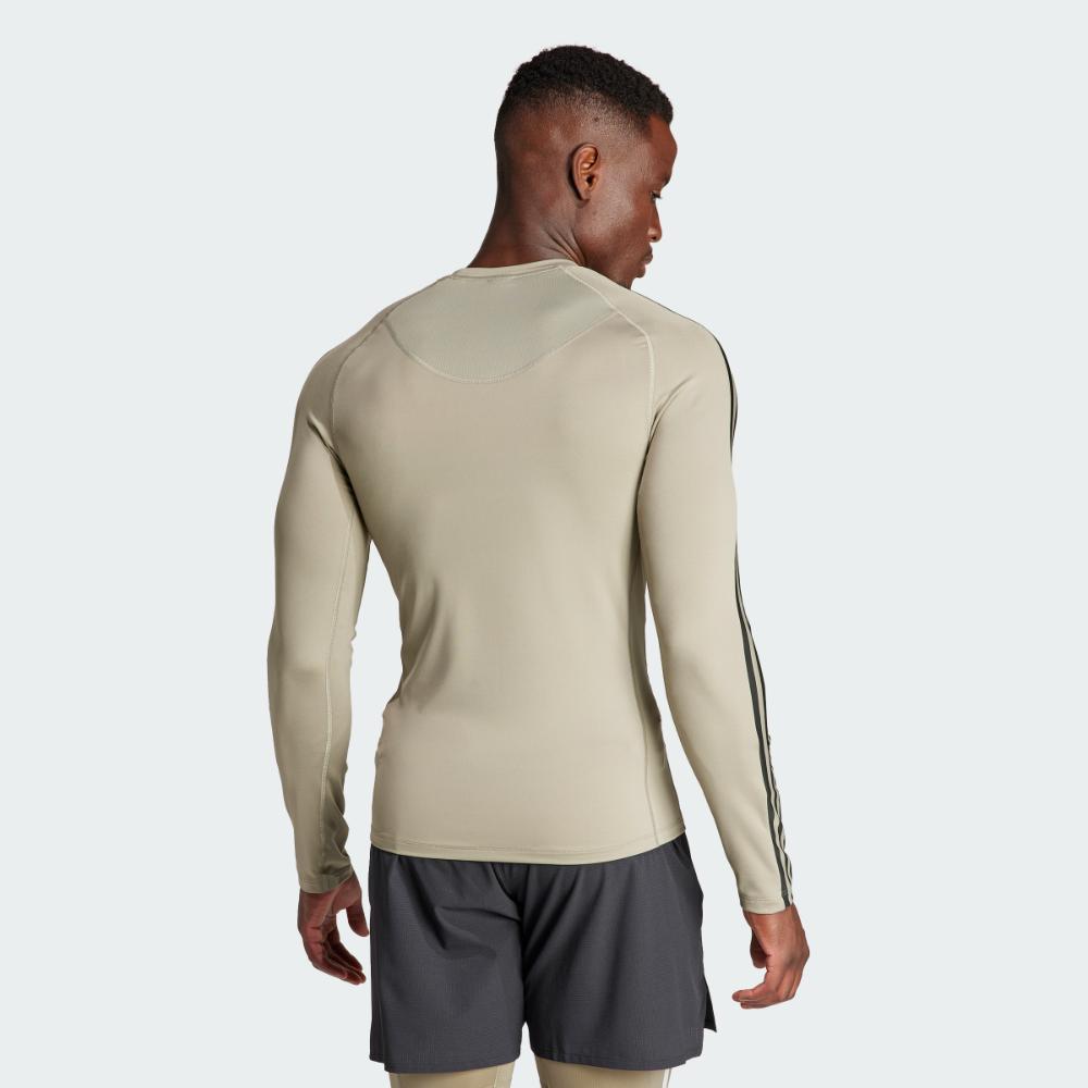 Jual Adidas Men Training T-shirt Techfit 3-stripes Long Baju Fitness ...