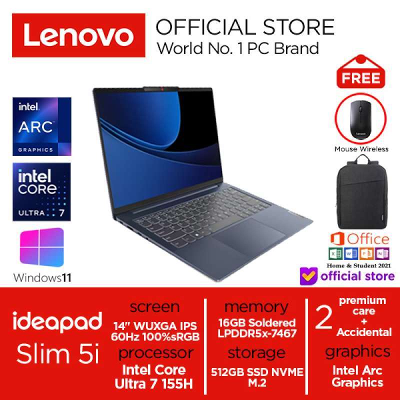 Jual Lenovo Ideapad Slim 5i Intel Ultra 7 155H 512GB SSD 16GB 100%sRGB W11 - CLOUD GREY di ...
