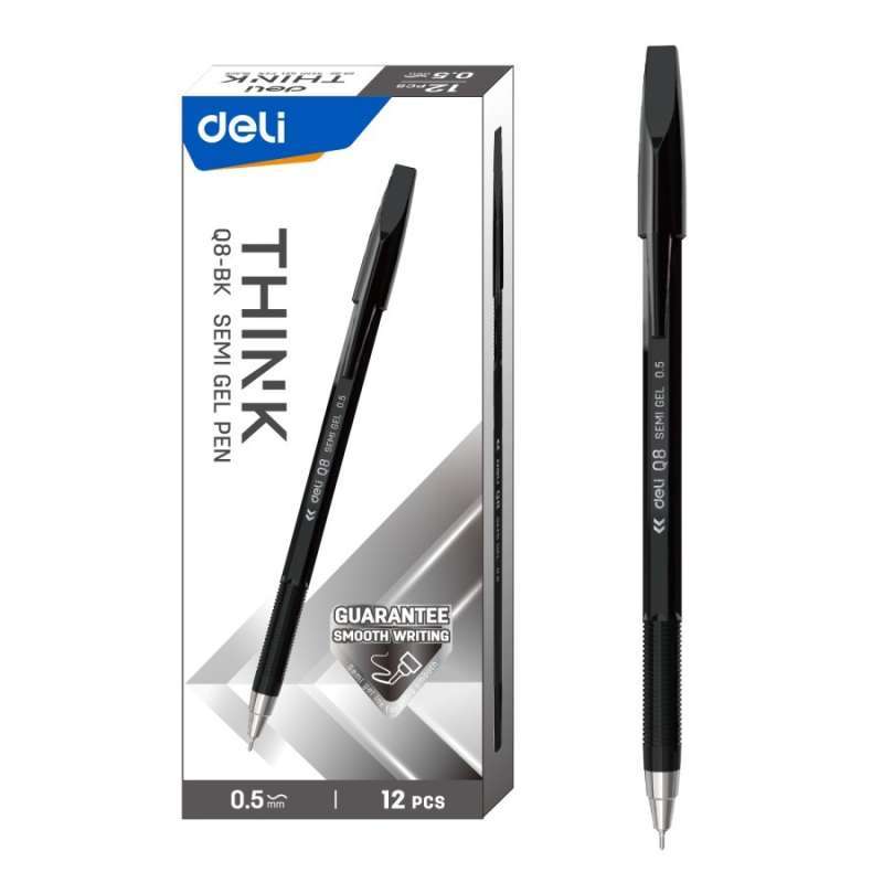 Jual DELI Think Semi Gel Pen 0.5mm EQ8 Pulpen Deli HITAM dan BIRU ( 1 ...
