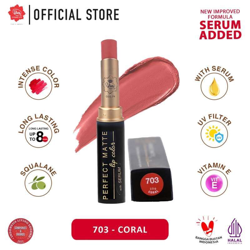 Promo Viva Queen Perfect Matte Lip Color - 703 - Coral Diskon 33% Di ...