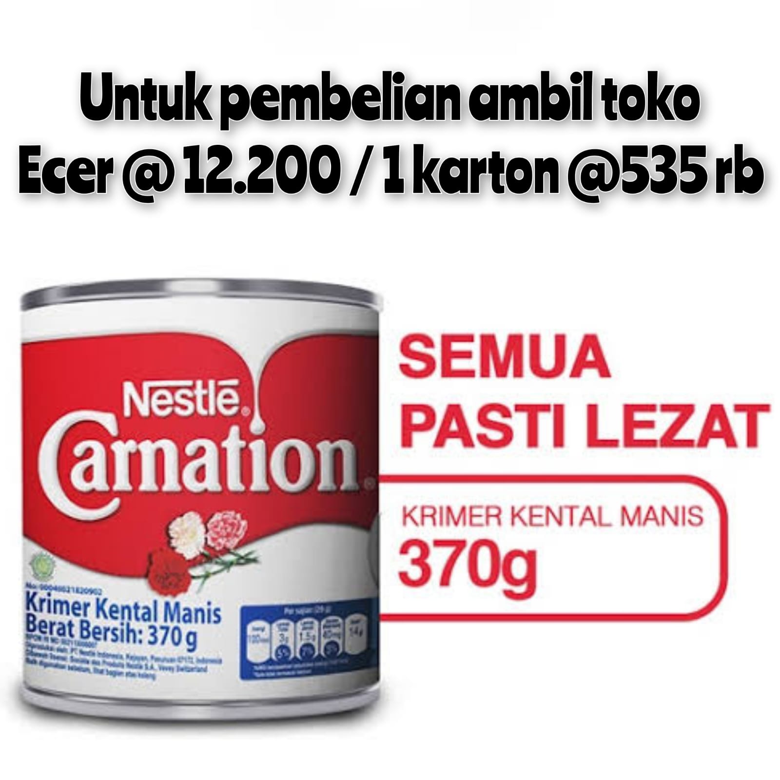 Jual CARNATION SUSU KENTAL MANIS KALENG NESTLE 370GR di Seller Redgreen ...