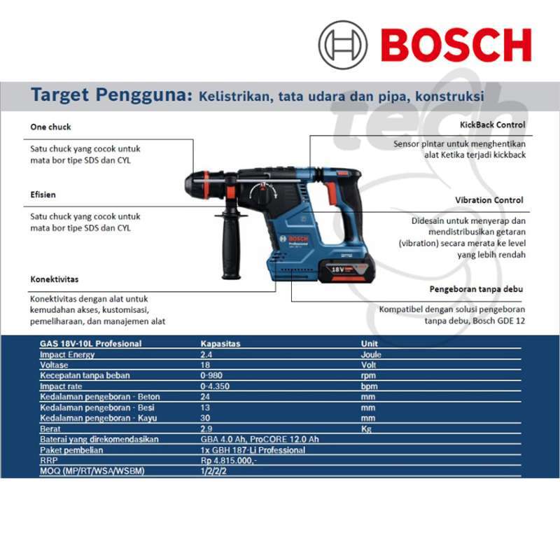 Promo Mesin Bor Beton Baterai Cordless Rotary Hammer Demolition Bosch ...