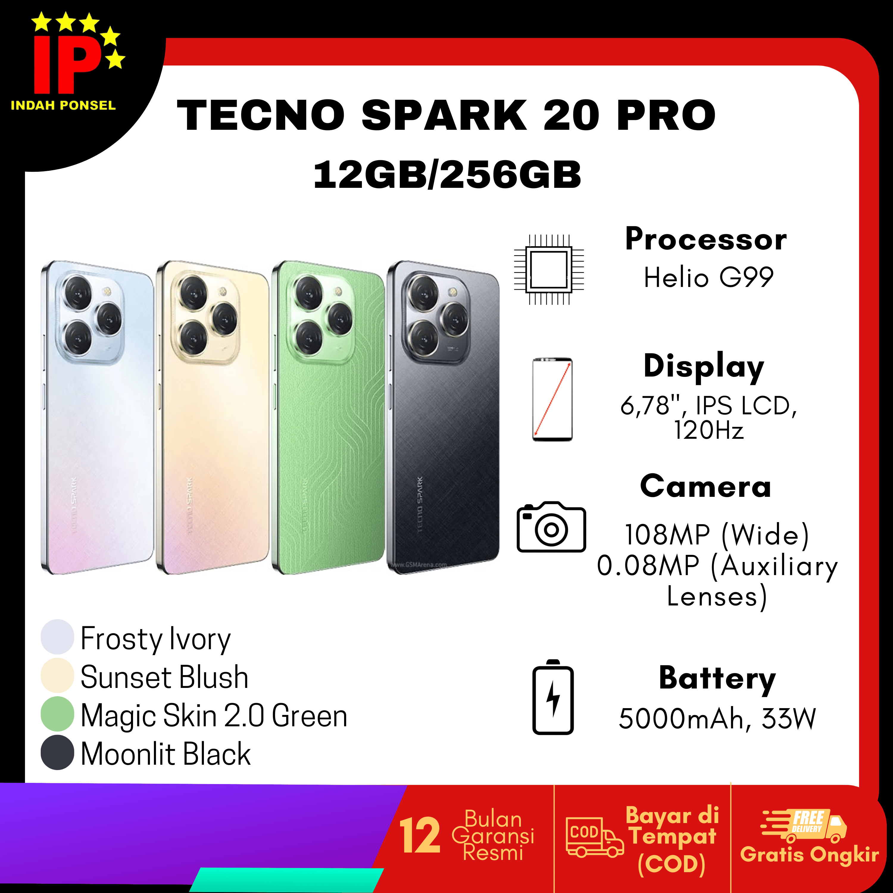 Promo Tecno Spark 20 Pro Ram 12gb/256gb Bergaransi Resmi Tecno Diskon ...