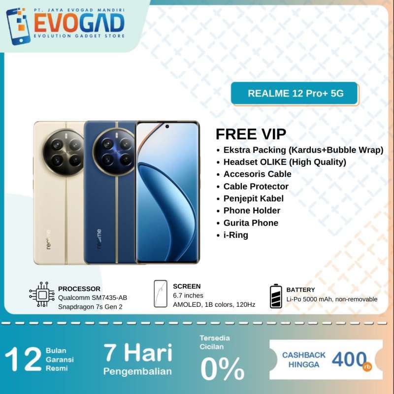 Promo Realme 12 Pro+ 5g 8/256 & 12/512gb, Android 14, Realme Ui 5.0 - 8/256 Beige Free Vip ...