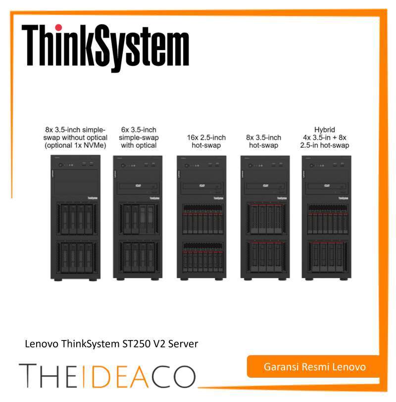 Jual Lenovo ThinkSystem ST250 V2 Server Tower Intel Xeon E-2324G 8GB 1 ...