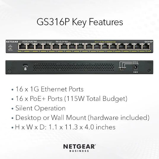 Jual Gs316p 16 Port Gigabit Ethernet Unmanaged Poe+ Switch With Flexpoe ...