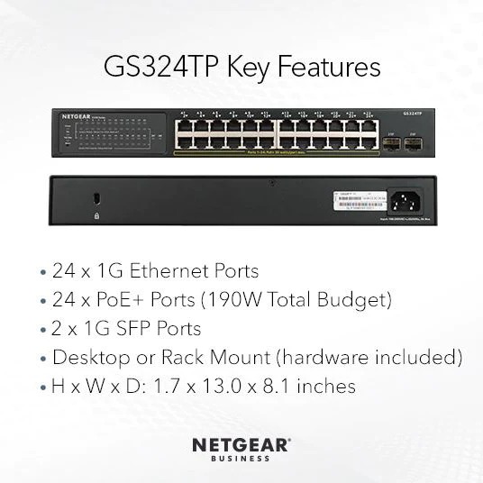 Jual Gs324tp 24 Port Gigabit Ethernet Poe+ Smart Switch With 2 ...