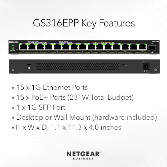 Jual Gs316epp 16 Port High-power Poe+ Gigabit Ethernet Plus Switch ...