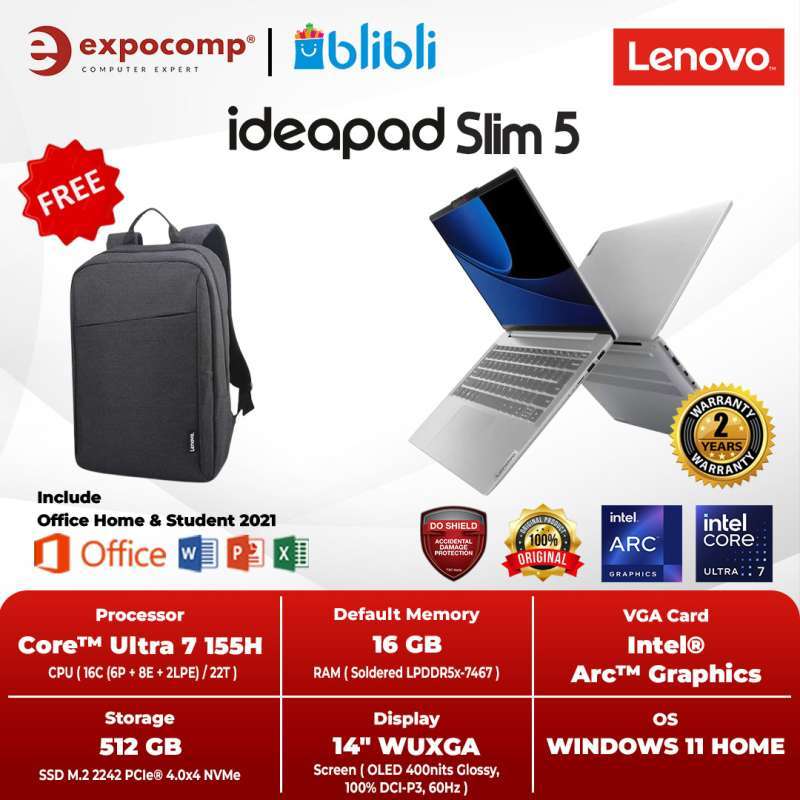 Jual Lenovo Ideapad Slim 5 14imh9 Intel Ultra 7 155h 16gb 512gb W11 Ohs Oled Di Seller Expocomp