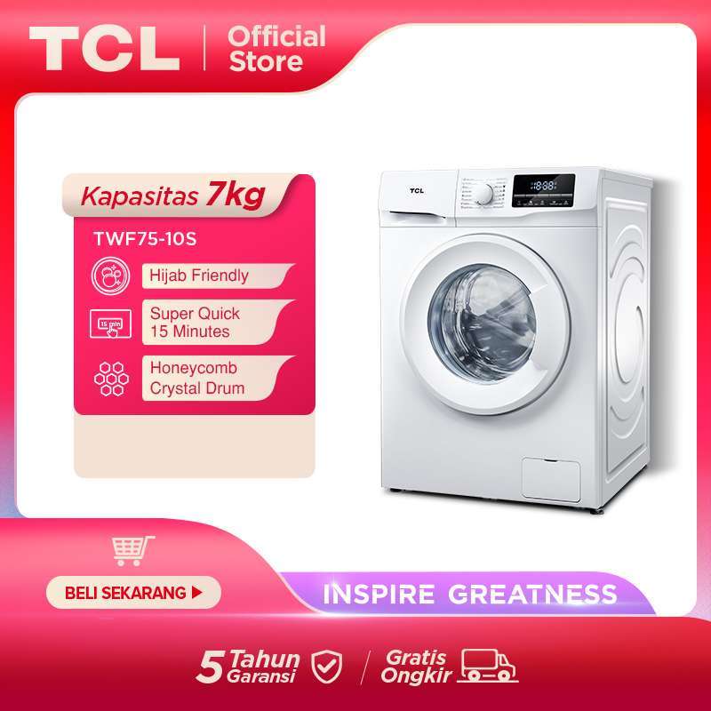Promo [new] Tcl Mesin Cuci Front Loading 7 Kg - Honeycomb Crystal Drum – Drum Clean - 16 Wash ...