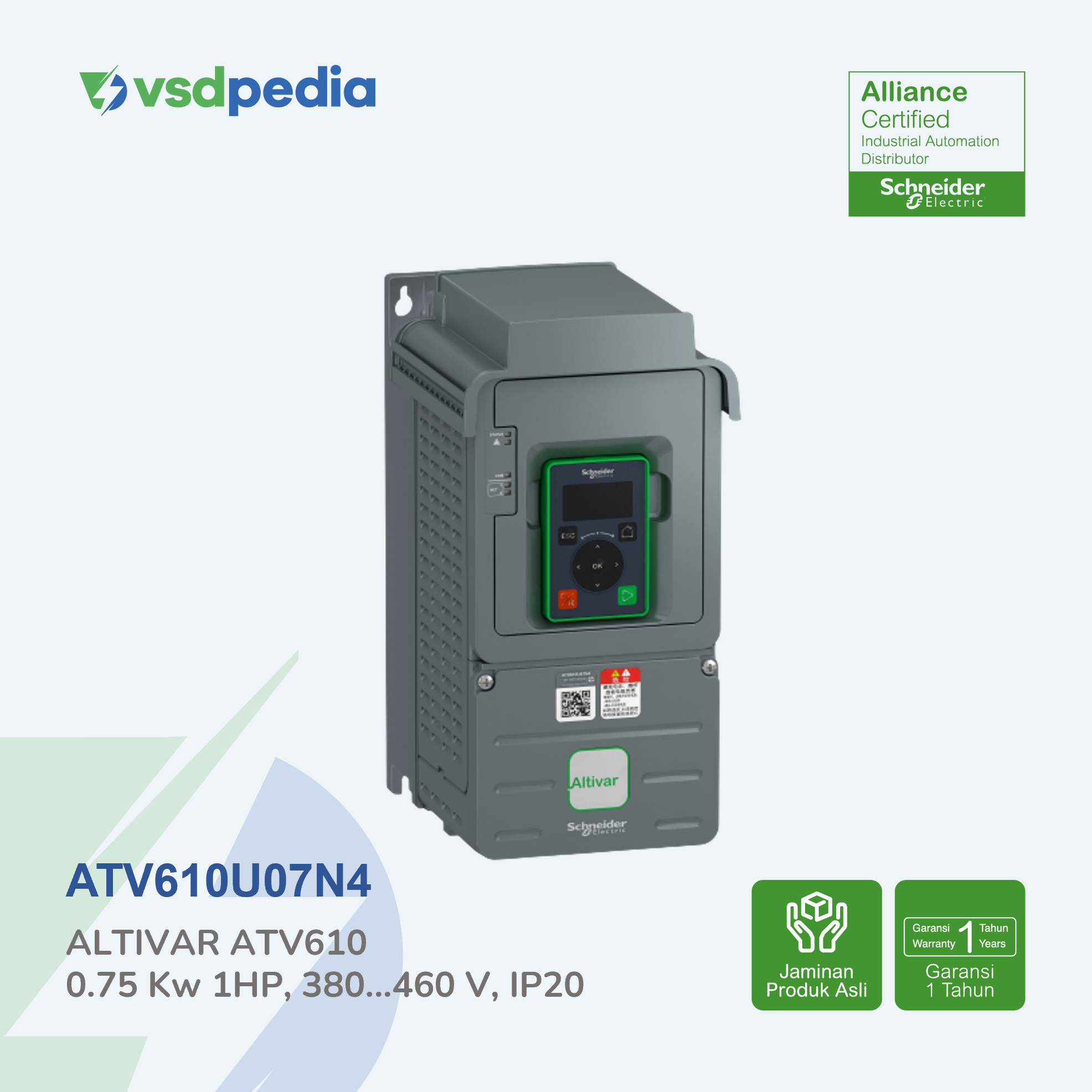 Jual Schneider Altivar Atv610 Variable Speed Drive 0.75kw 1hp ...