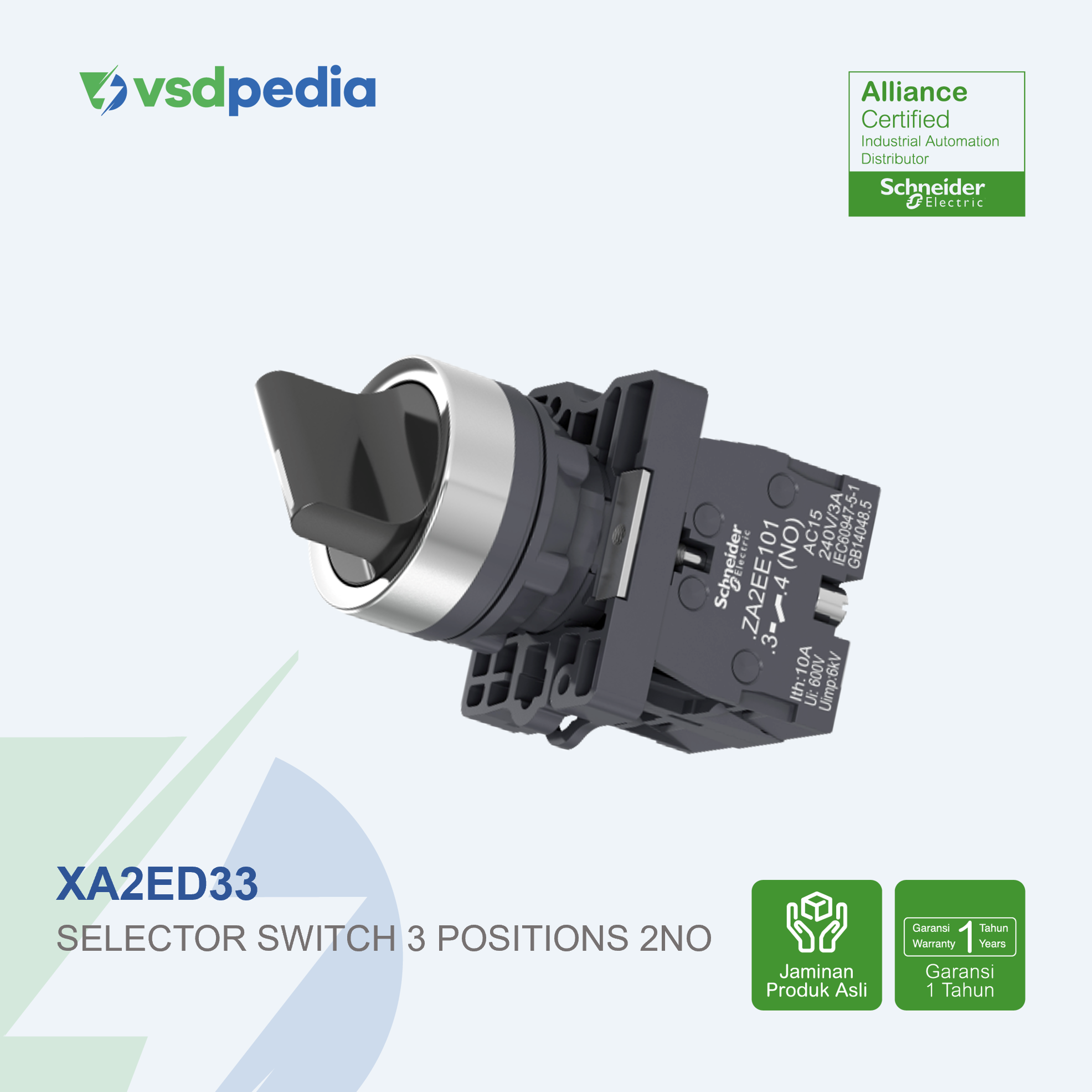 Jual Schneider Electric Selector Switch XA2 22mm 3 Posisi 2NO XA2ED33 ...