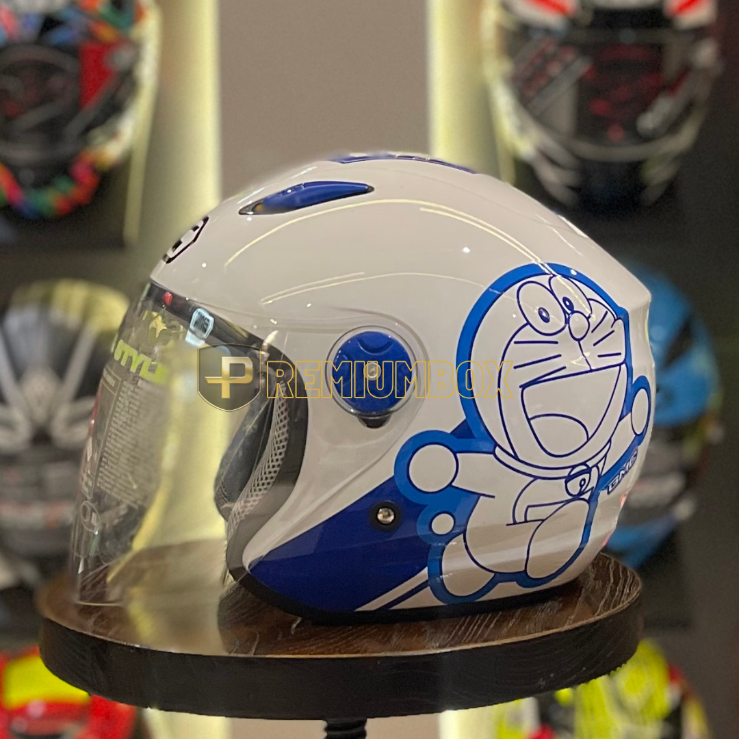 Jual BMC Milan Doraemon Retro Helm Half Face - White Blue di Seller ...