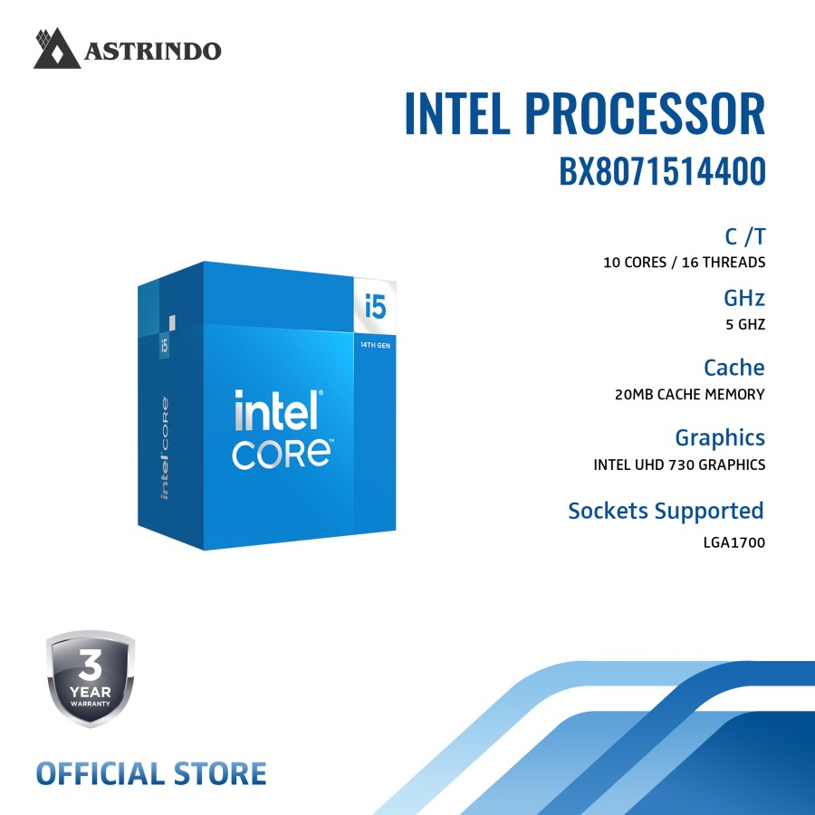 Promo Intel Processor Core I5-14400 20m Cache, 2.5 Ghz Box Lga 1700 Diskon 16% Di Seller Ast ...
