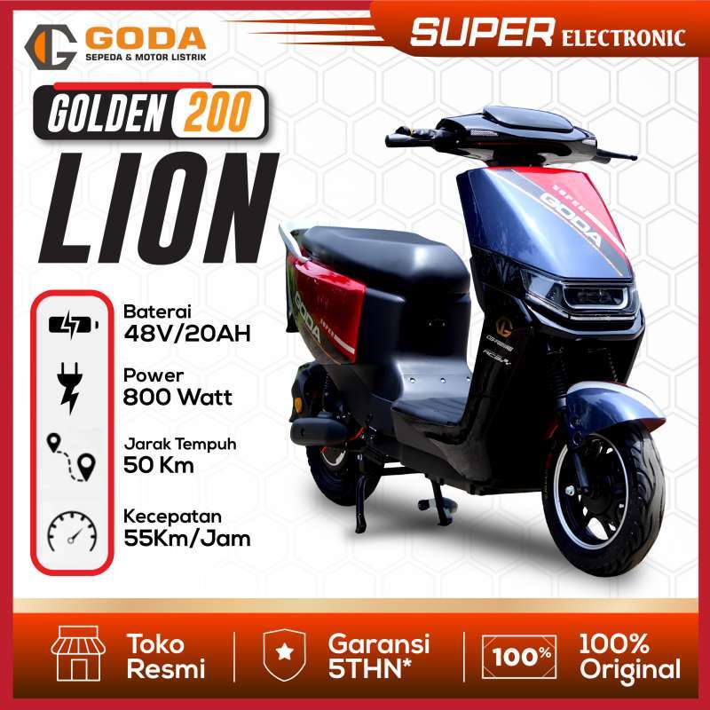 Jual Motor Listrik Goda 200 Lion 48v/20ah Garansi Resmi - Reguler Red-d. Blue Di Seller Super ...