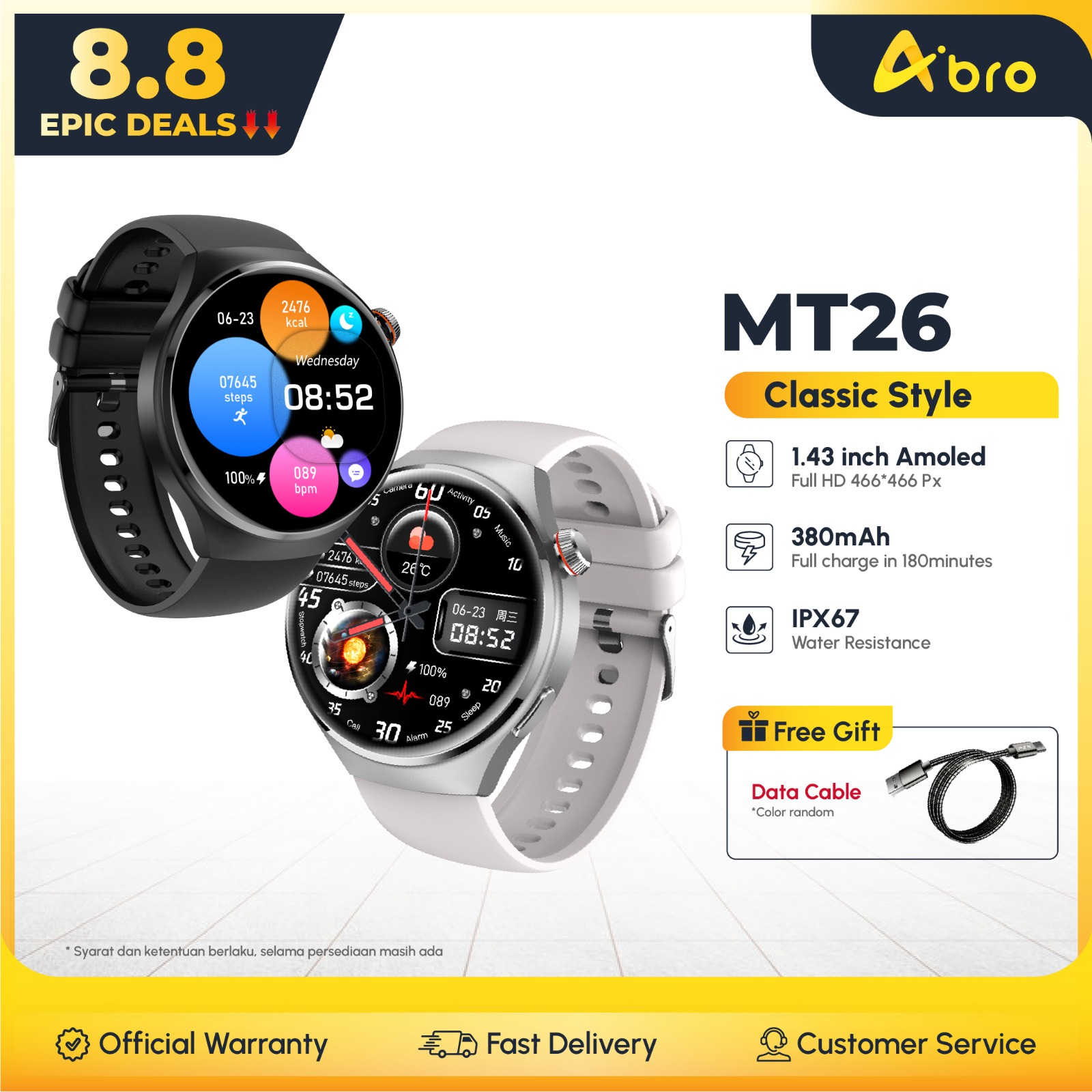 Promo Aibro Mt26 Smart Watch Jam Running Pria 1.43 Inch Full Ipx67 ...