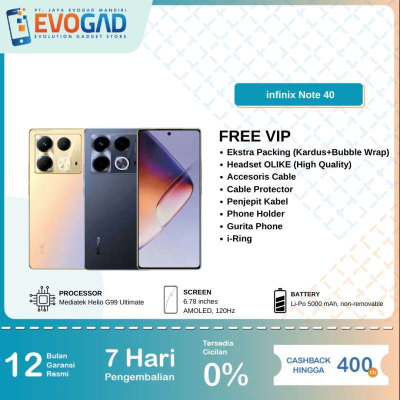 Promo Infinix Note 40 8/256gb, Mediatek Helio G99 Ultimate | Garansi Resmi Diskon 31% Di Seller ...
