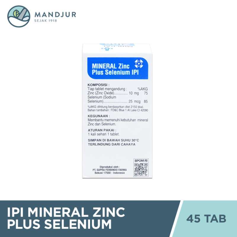 Jual Ipi Mineral Zinc Plus Selenium 45 Tablet - Suplemen Zinc Dan ...