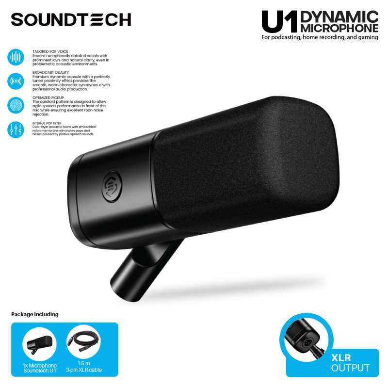 Jual Soundtech U1 Microphone Supercardioid For Podcast Creator Streamer ...