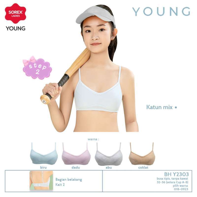Jual Sorex Young Bra Remaja Busa Tipis Step 2 Tanpa Kawat Kait 2 Cup B Harian Aura Bh Y 2303 ...