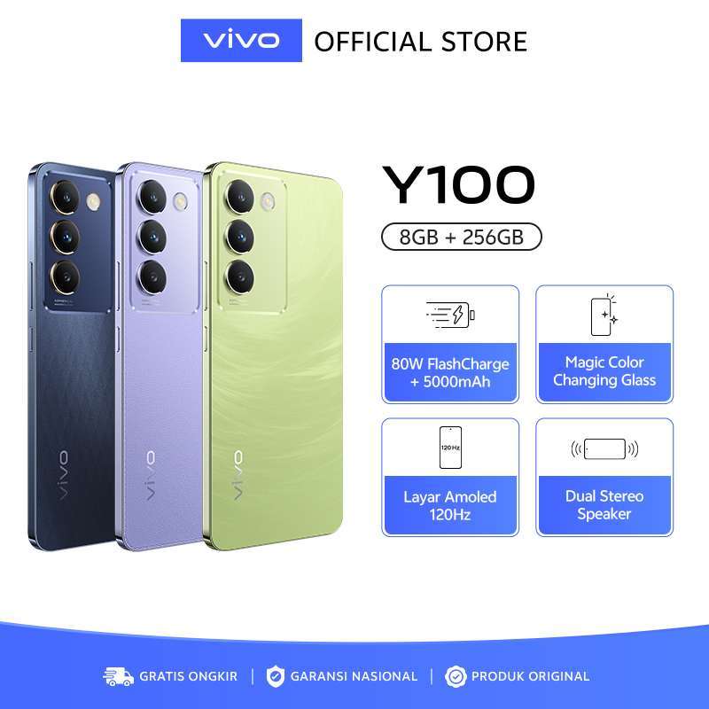 Promo Vivo Y100 (8/256) - Magical Color Changing, 80w Flashcharge, Amoled 120hz, Dual Stereo ...