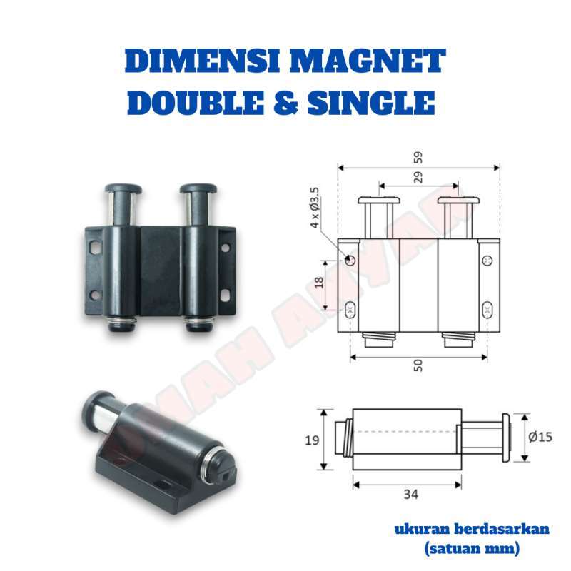 Jual 1 Pasang Magnet Push Open Single Double Lemari Kaca Buffet Tv ...