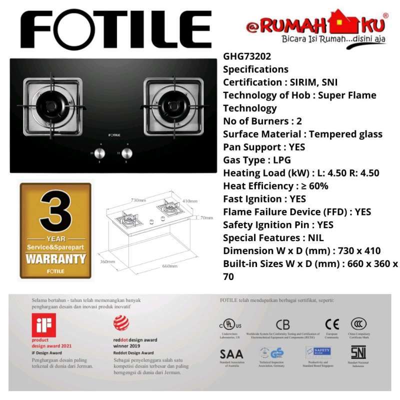 Promo Fotile Kompor Tanam Ghg73202 Built In Hob Ghg 73201 Diskon 31% Di ...