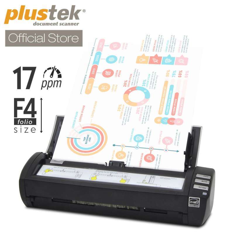 Jual Plustek Scanner Mobileoffice Ad470 (folio/f4-18 Ppm) (adf/otomatis ...