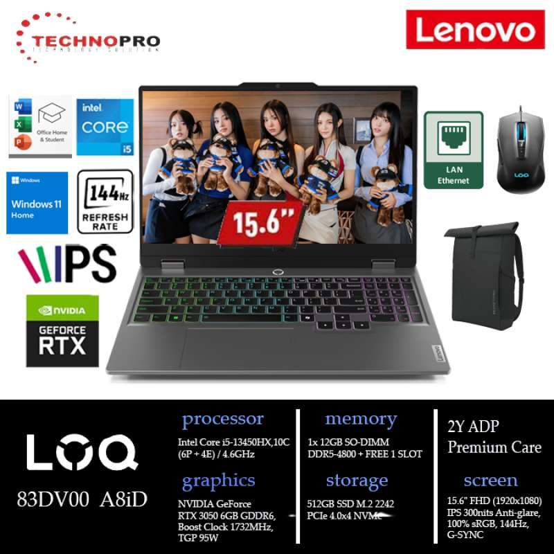 Promo Lenovo Loq 15irx9 A8id || Intel Core I5-13450hx Rtx 3050 12gb 512gb Ssd Windows 11 Home ...