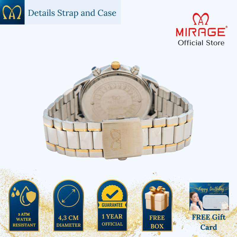 Jual Mirage Jam Tangan Pria Analog 8789 M Silver Gold Original ...