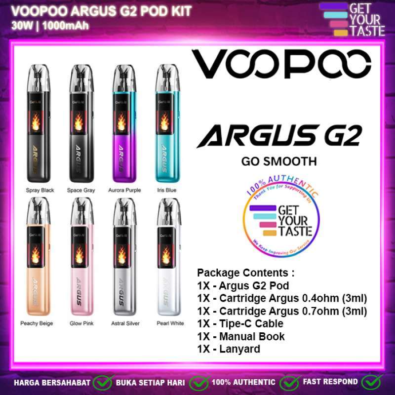 Promo Voopoo Argus G2 30w 1000mah Pod Kit Authentic By Voopoo - Pearl ...