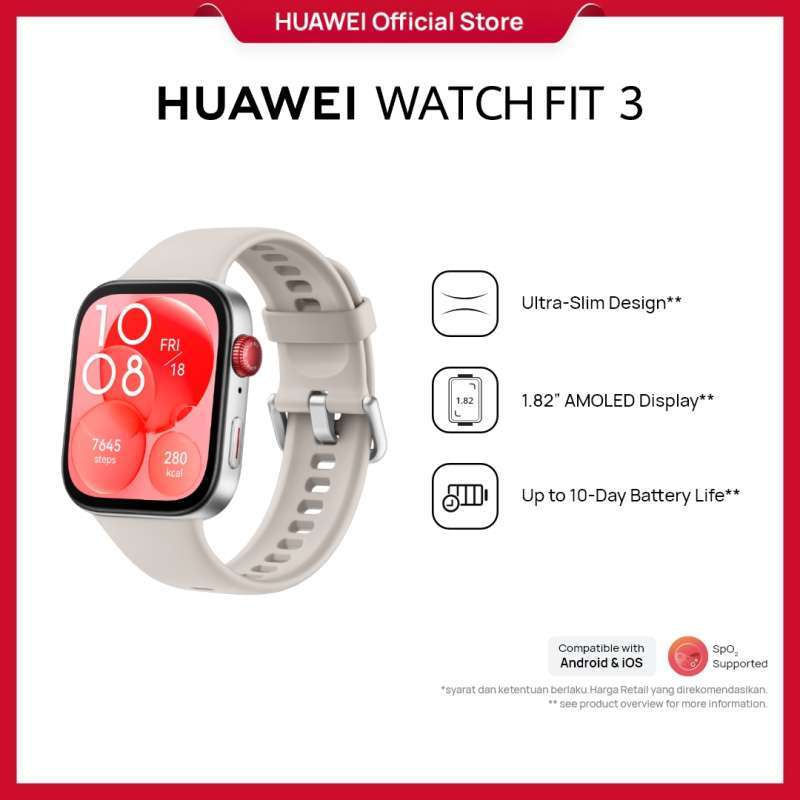 Promo [best Offer] Huawei Watch Fit 3 Smartwatch | Ultra-slim Bezel ...