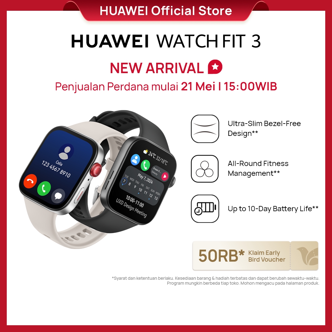 Jual Huawei Watch Fit 3 Smartwatch | Ultra-slim Bezel-free Design | 1. ...