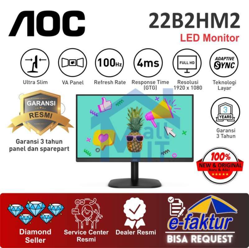 Jual Monitor Aoc 22b2hm2 Led Slim 22 1080p Va 100hz Vesa Hdmi Adaptive ...