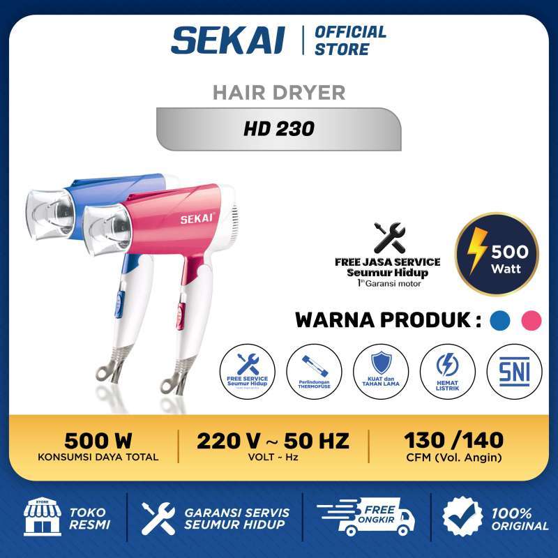 Promo Sekai Hair Dryer Pengering Rambut Low Watt Hd 230 - Merah Muda ...