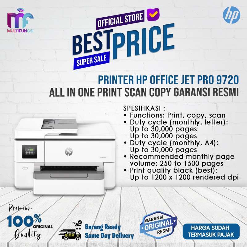 Jual Printer Hp Office Jet Pro 9720 All In One Print Scan Copy Garansi ...