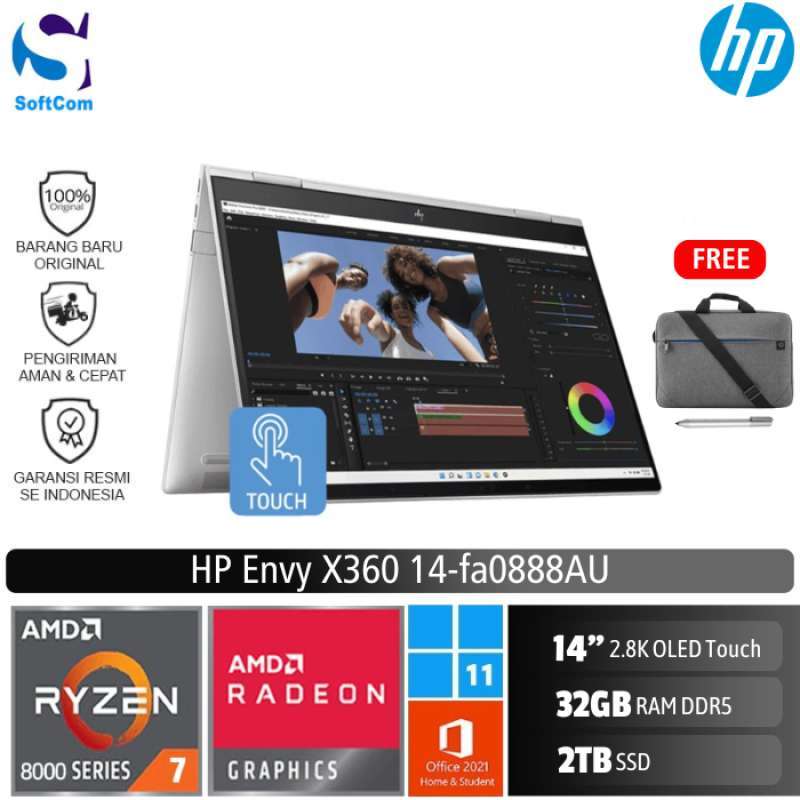Promo Hp Envy X360 14 Fa0888au Laptop 2 In 1 [r7 8840hs/32gb/2tb Ssd/14 ...