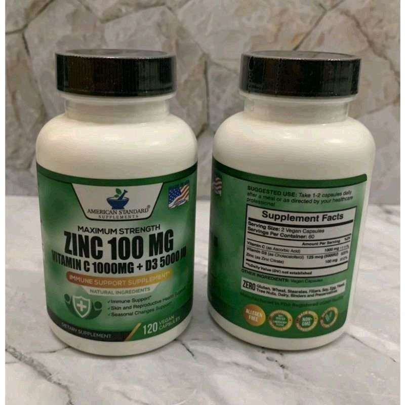 Promo American Standard Supplement Zinc 100mg Vitamin C 1000mg Vitamin D3 5000 Iu Diskon 50% Di ...