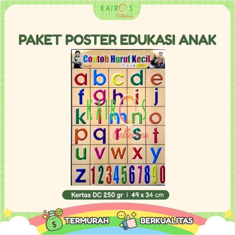 Jual Paket 6 Poster Belajar Anak Edukasi Buah, Huruf Abc, Angka, Sayur ...