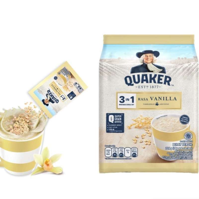 Jual Quaker 3in1 Chocolate Polybag 224g Minuman Sereal Oats (isi 8 Sachet) - Coklat Di Seller ...