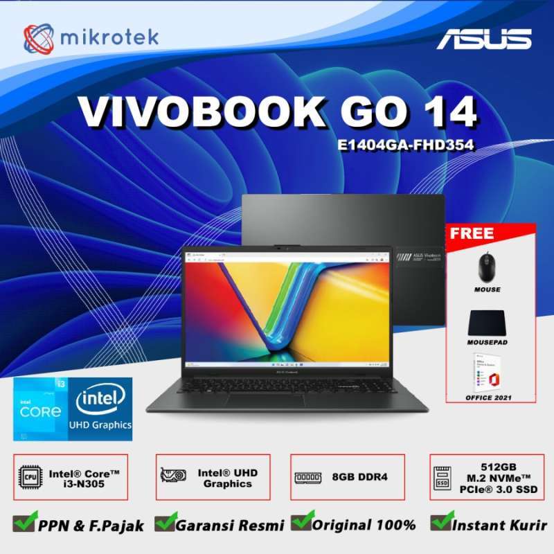 Daftar Harga Asus Vivo Book Go14 E 1404 Ga Original & Spesifikasi Lengkap Oktober 2024