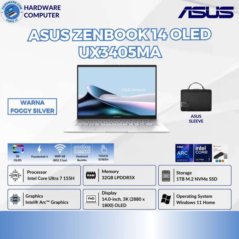 Jual Asus Zenbook 14 Oled Ux3405ma-oleds714t /ultra 7 155h/32gb/1tb Ssd ...