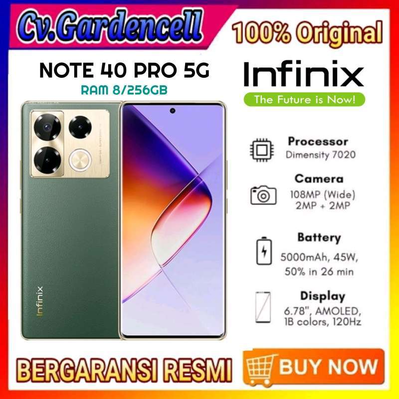 Jual Infinix Note 40 Pro 5g 8/256gb Garansi Resmi - Vintage Green Di Seller Cv.gardencell - Cv ...