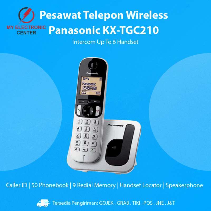 Promo Telepon Wireless Cordless Panasonic Kx-tgc210 - Telephone Kantor Rumah - Silver Diskon 18% ...