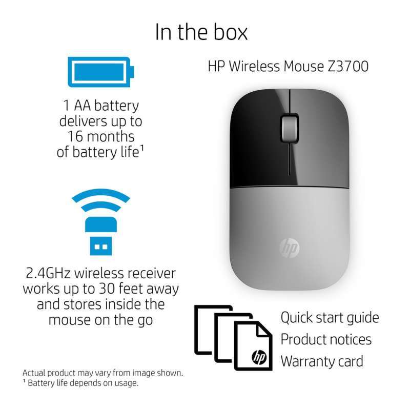Promo Mouse Hp Z3700 Silver Wireless Optical Mouse / Dual Mode Mouse Hp ...