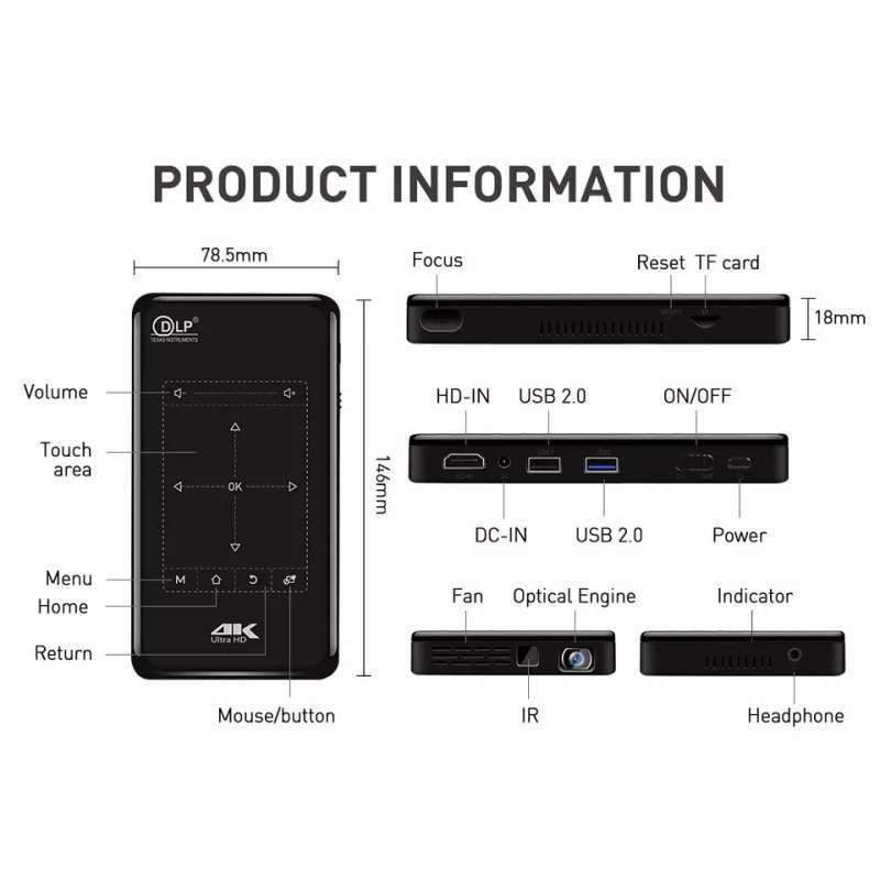 Jual Mini Proyektor Dlp P09-ii Resolusi 4k Ultra Hd Android Projector 50 Ansi Lumens (bogor ...