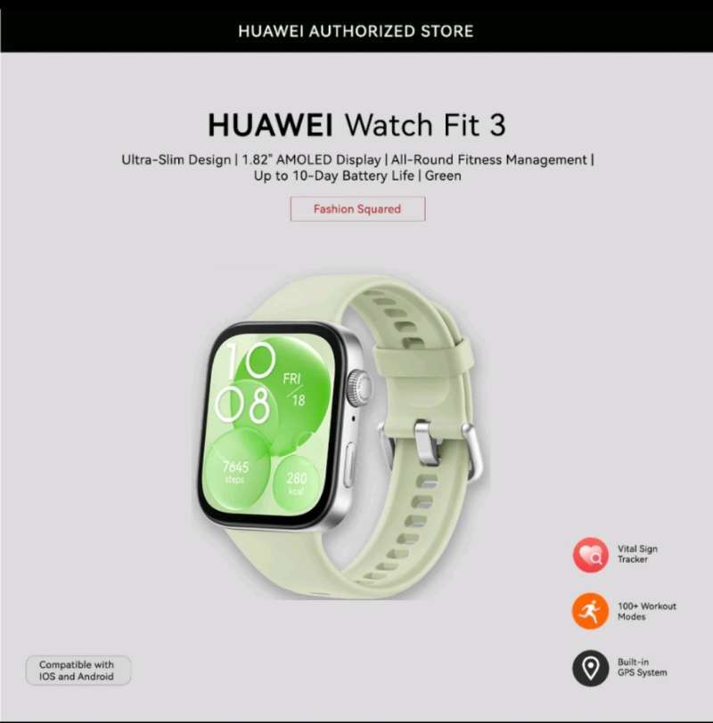 Jual Huawei Watch Fit 3 | Ultra-slim | 1.82 Amoled Display | Di Seller ...